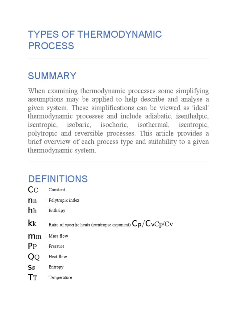 Types of Thermodynamic Process | PDF | Heat | Temperature
