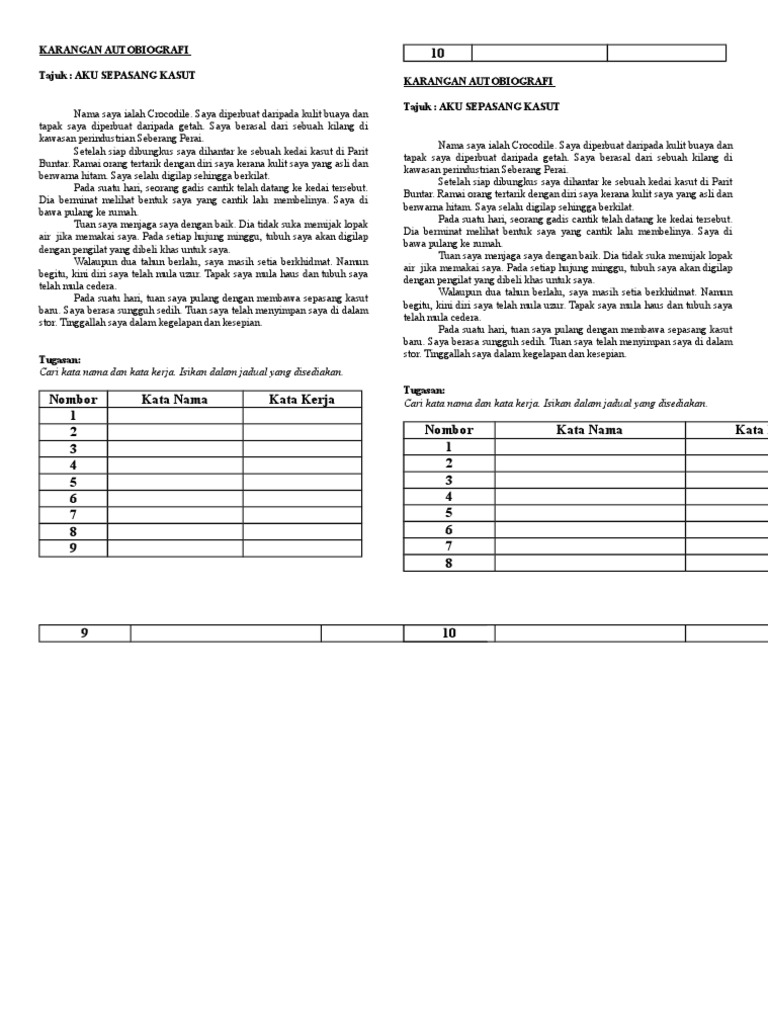 Karangan Autobiografi - Aku Sepasang Kasut | PDF