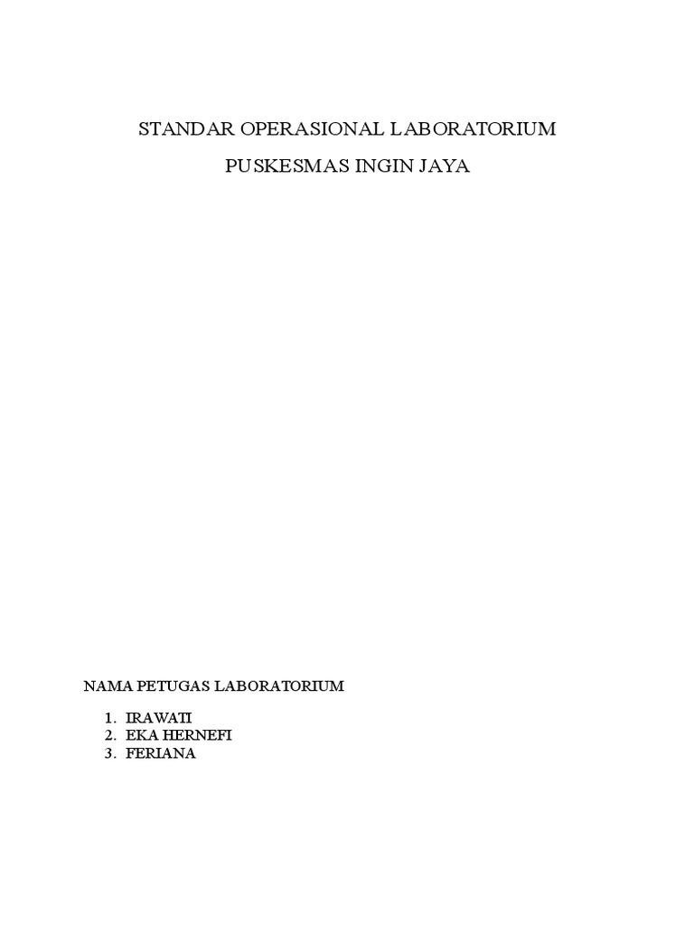 Standar Operasional Laboratorium | PDF