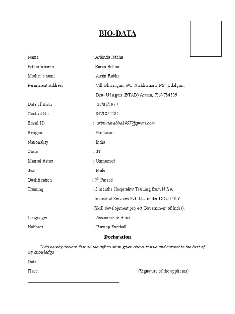 Bio Data | PDF