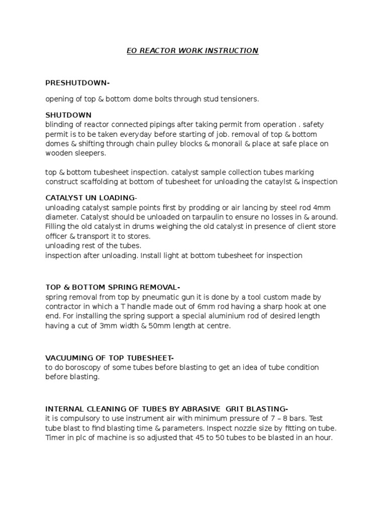 Eo Reactor Work Instruction Rev | PDF | Pressure Measurement | Flow ...