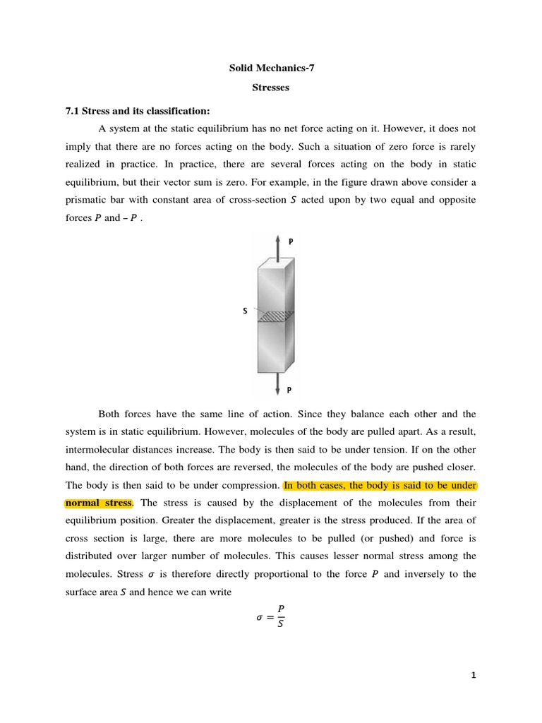 Solid Mechanics-7 PDF | PDF | Tension (Physics) | Force