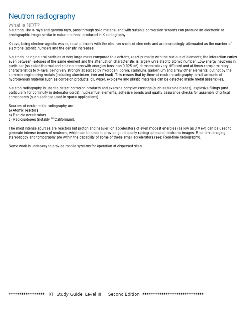 Neutron Radiography: What Is NDT? | PDF | Neutron | Radiography