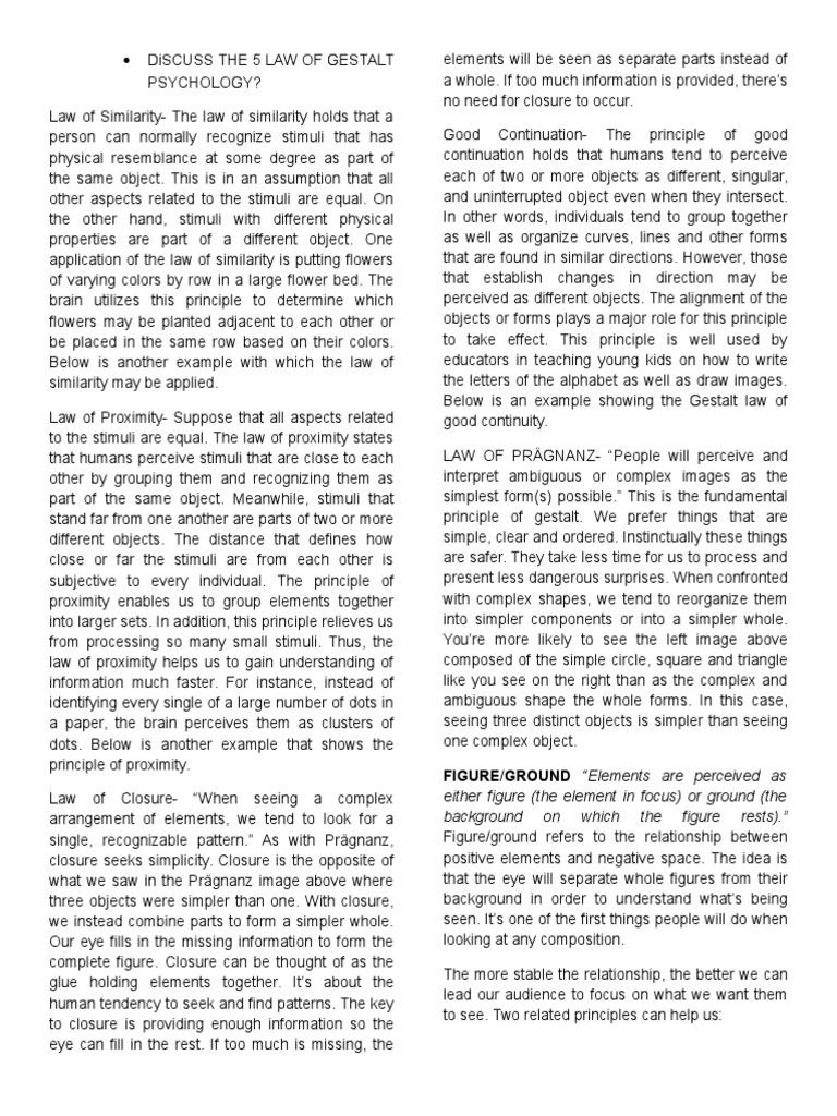 Gestalt Laws of Perception Explained | PDF | Memory | Perception