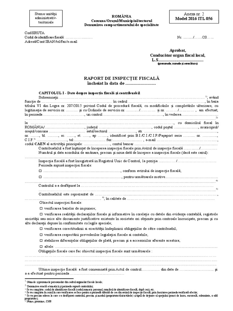 2-Raport de Inspectie Fiscala ITL 056 | PDF