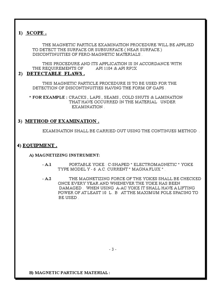 1) Scope .: For Example: Cracks, Laps, Seams, Cold Shuts & Lamination ...