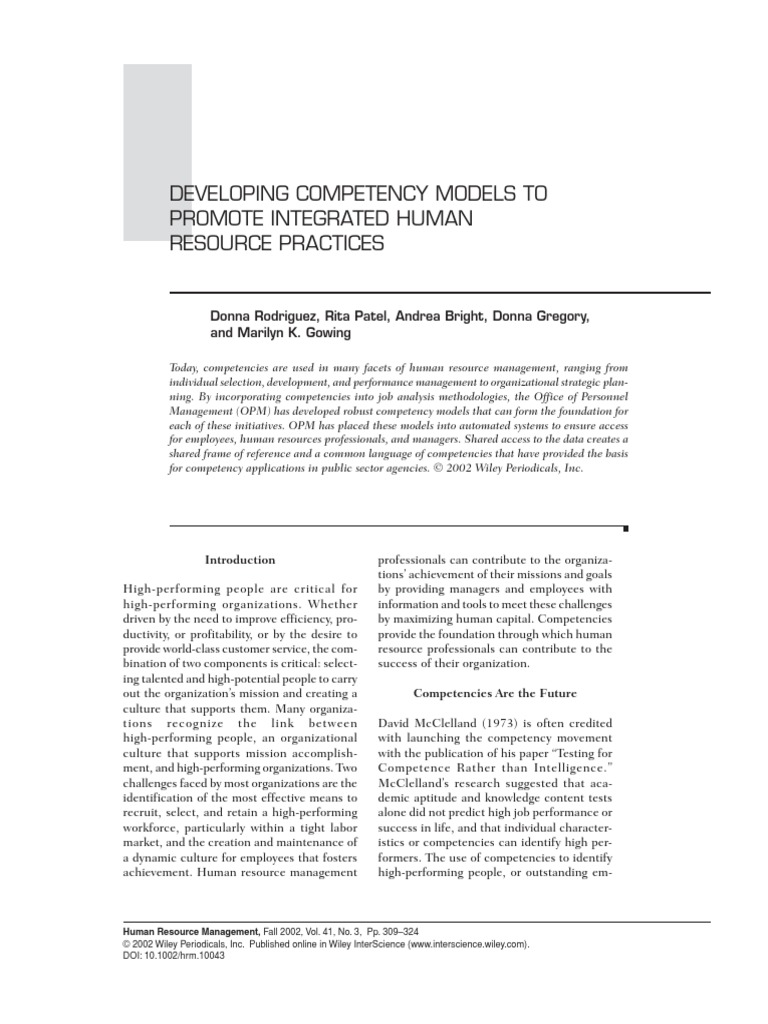 Developing Competency Model | PDF | Competence (Human Resources) | Employment