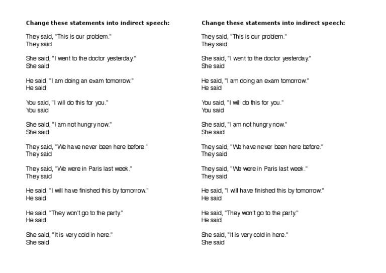 Reported Speech Statements | PDF
