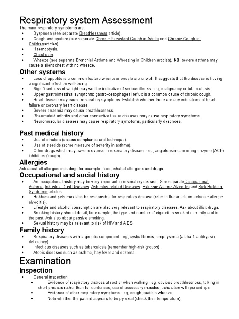 Respiratory System Assessment: Other Systems | PDF | Cough | Lung