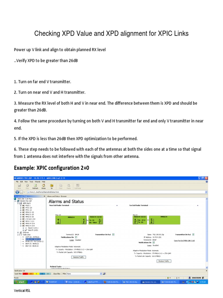 Checking XPD Value and XPD Alignment For XPIC Links | PDF | Antenna (Radio) | Transmitter