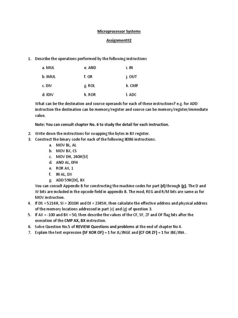 Microprocessor Systems Assignment#2 | PDF