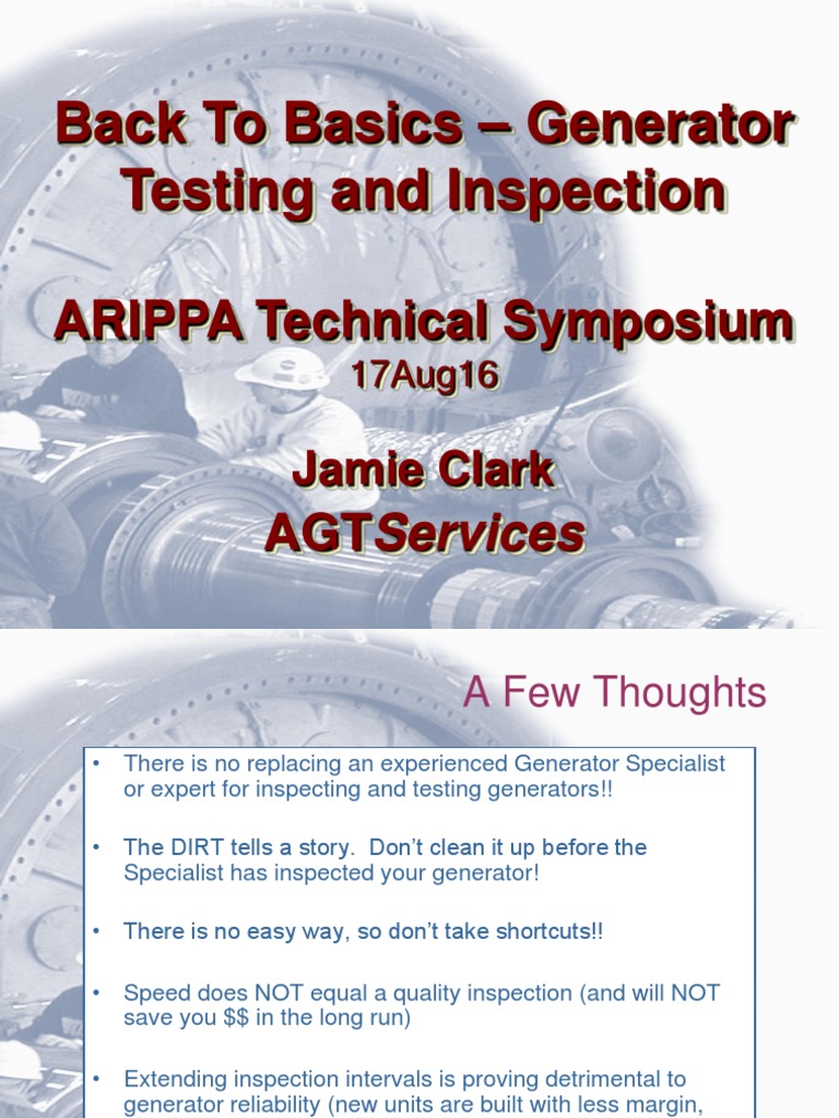 4 - ARIPPA 2016 - Back To Basics - Generator Testing and Inspection ...