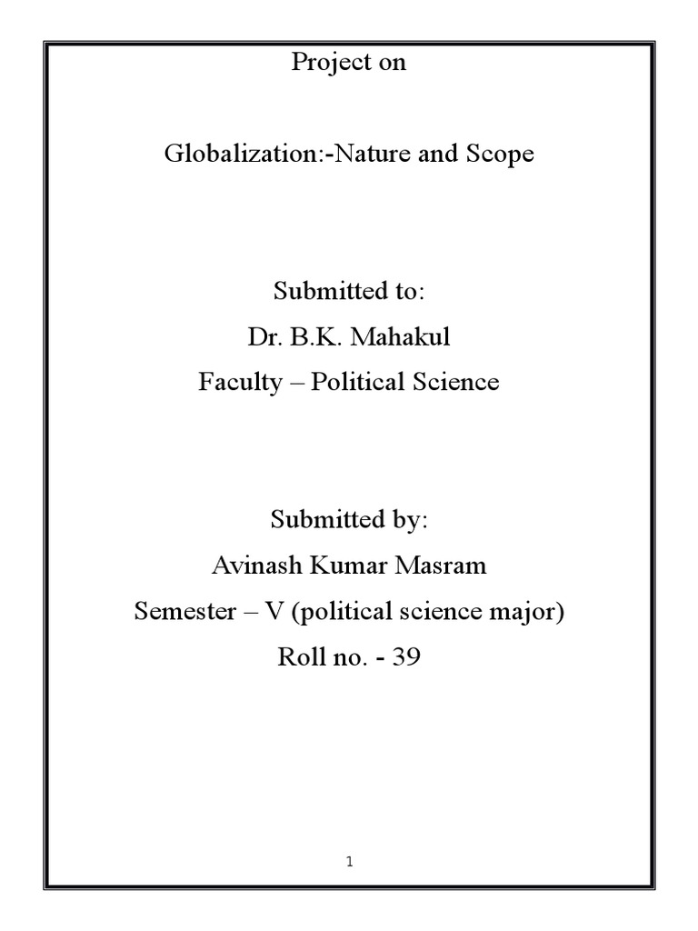 Political Science Project-1 | Globalization | Employment