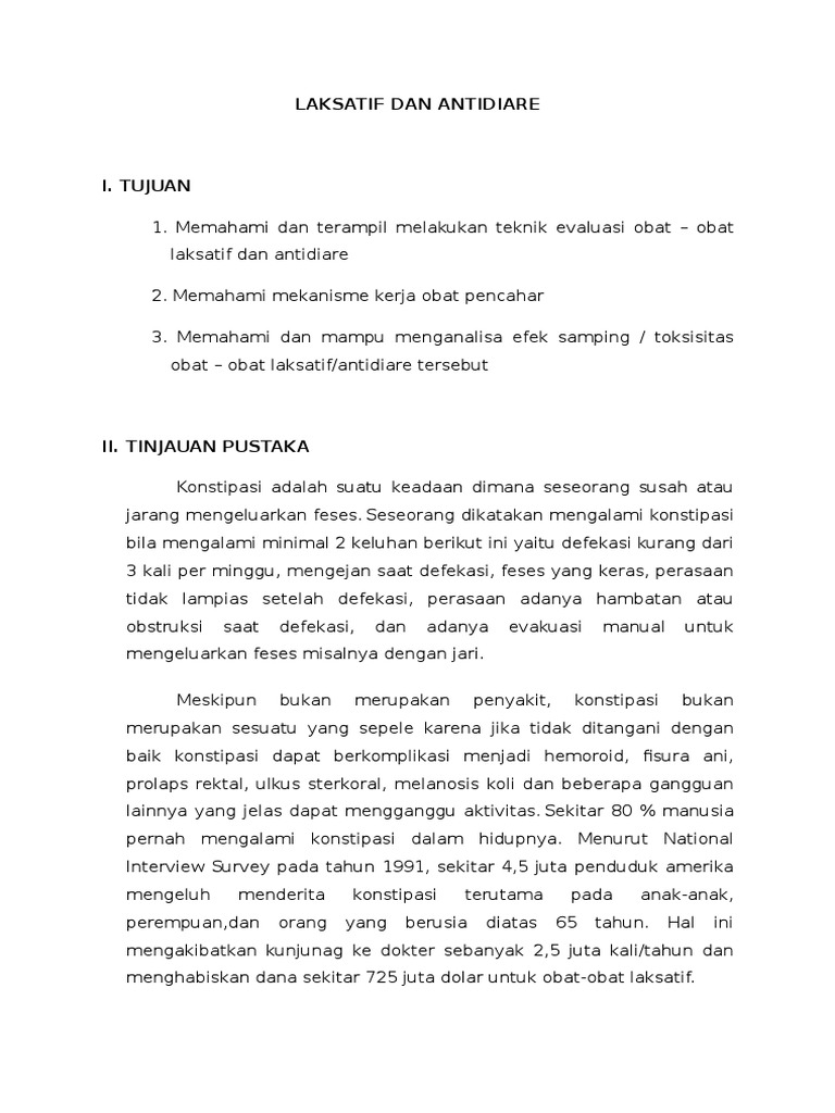 Laksatif: Mekanisme dan Efek Samping | PDF