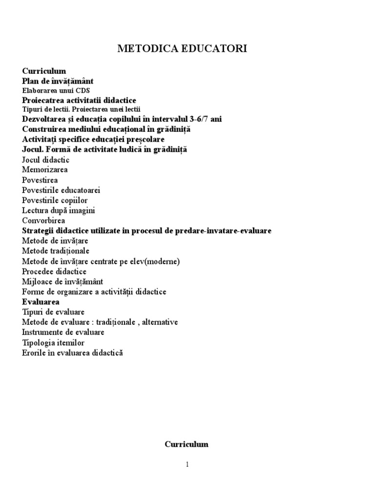 Metodica Educatori | PDF