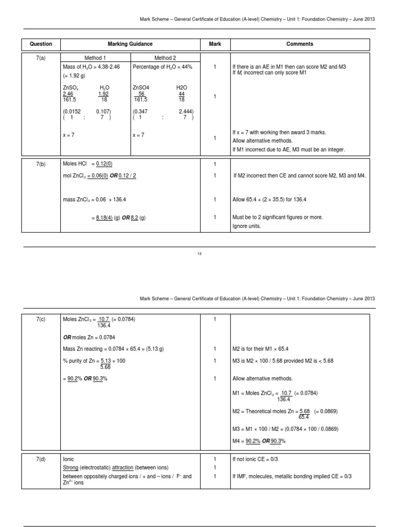 Marking Guidance Mark Comments | PDF
