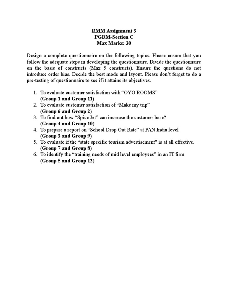 RMM Assignment 3 PGDM-Section C Max Marks: 30 | PDF