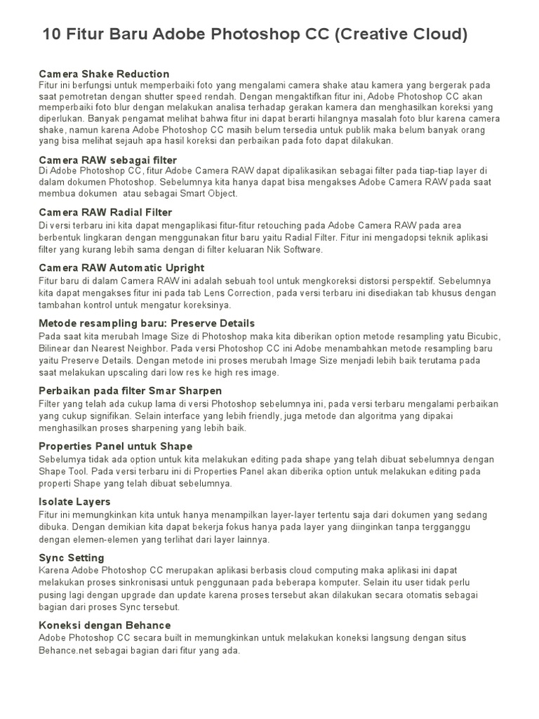 10 Fitur Baru Adobe Photoshop CC | PDF