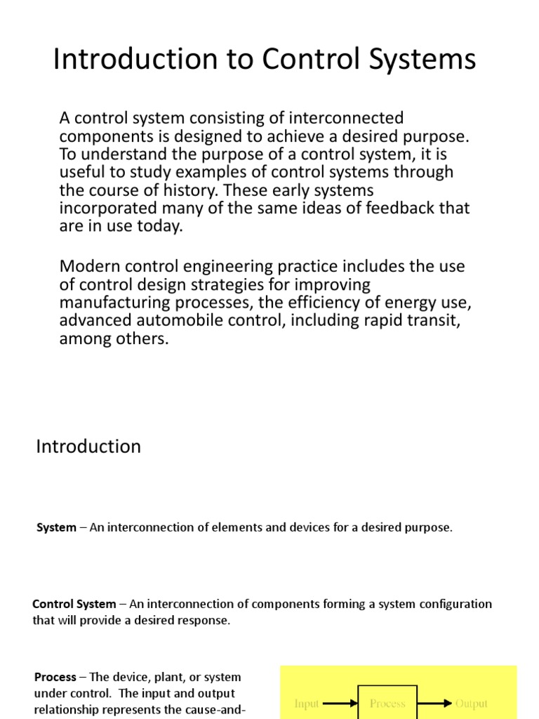 Introduction To Control Systems-LEC1 | PDF | Control Theory | Control System