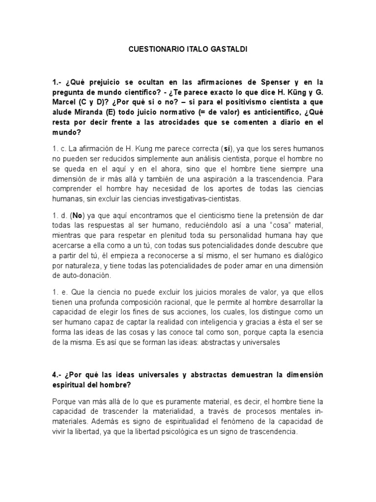 Italo Gastaldi | PDF | Trascendencia (filosofía) | Homo Sapiens