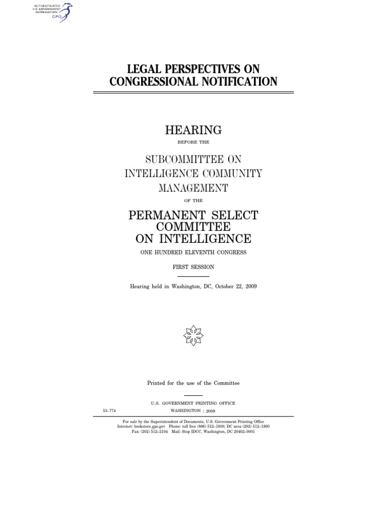 Legal Perspectives On Congressional Notification | PDF | Director Of ...