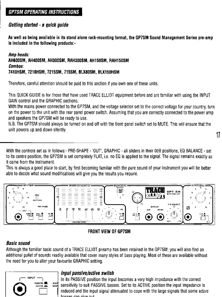 Manual Trace Elliot gp7 SM300 PDF | PDF | Equalization (Audio) | Sound ...