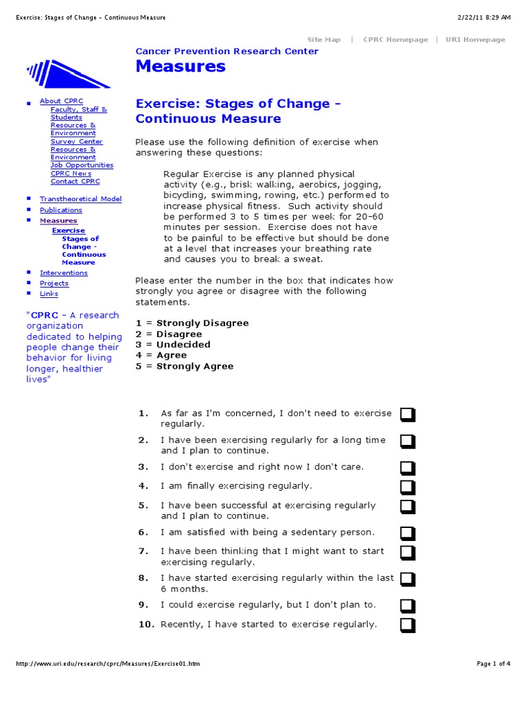 3-4-Exercise - Stages of Change - Continuous Measure | PDF ...