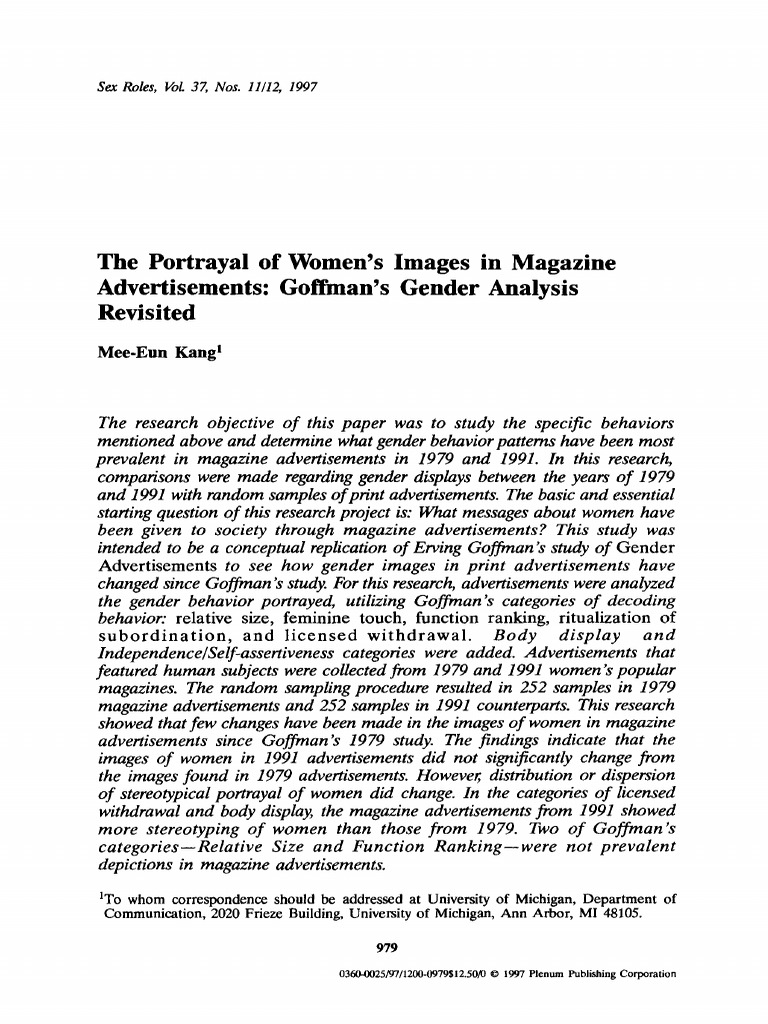 The Portrayal of Women's Images in Magazine Advertisements: Goffman's ...