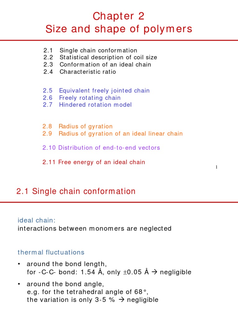 Size and Shape of Polymers | PDF | Polymer Chemistry | Materials