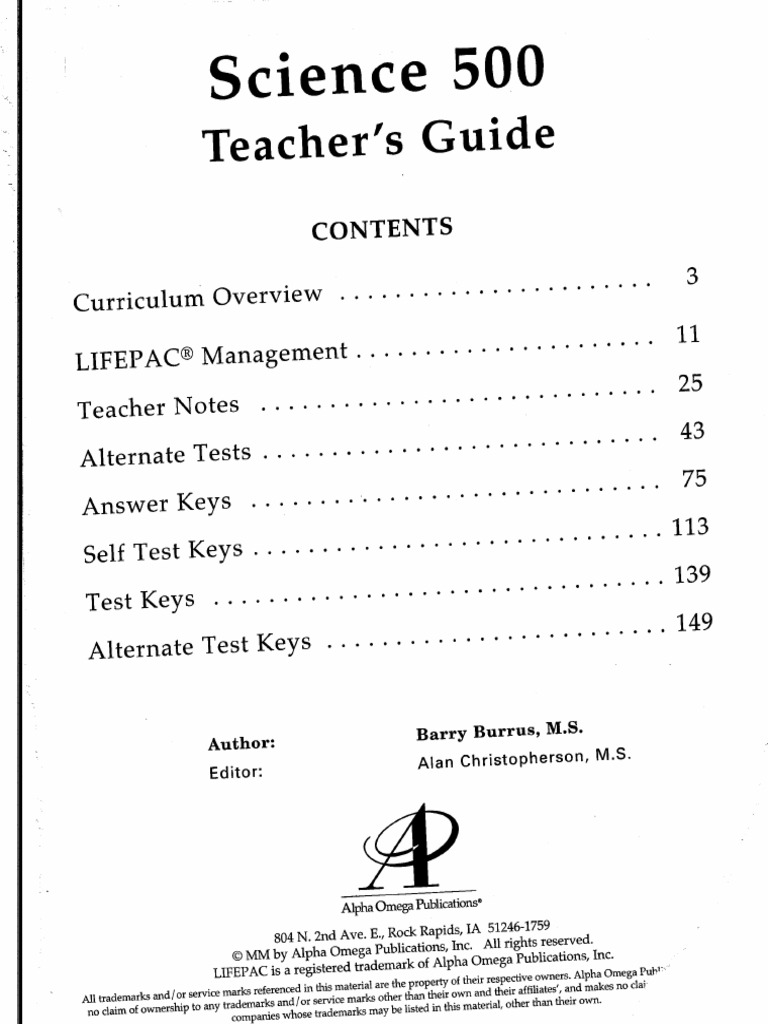 Alpha Omega 5th Grade Science Teacher Guide | PDF