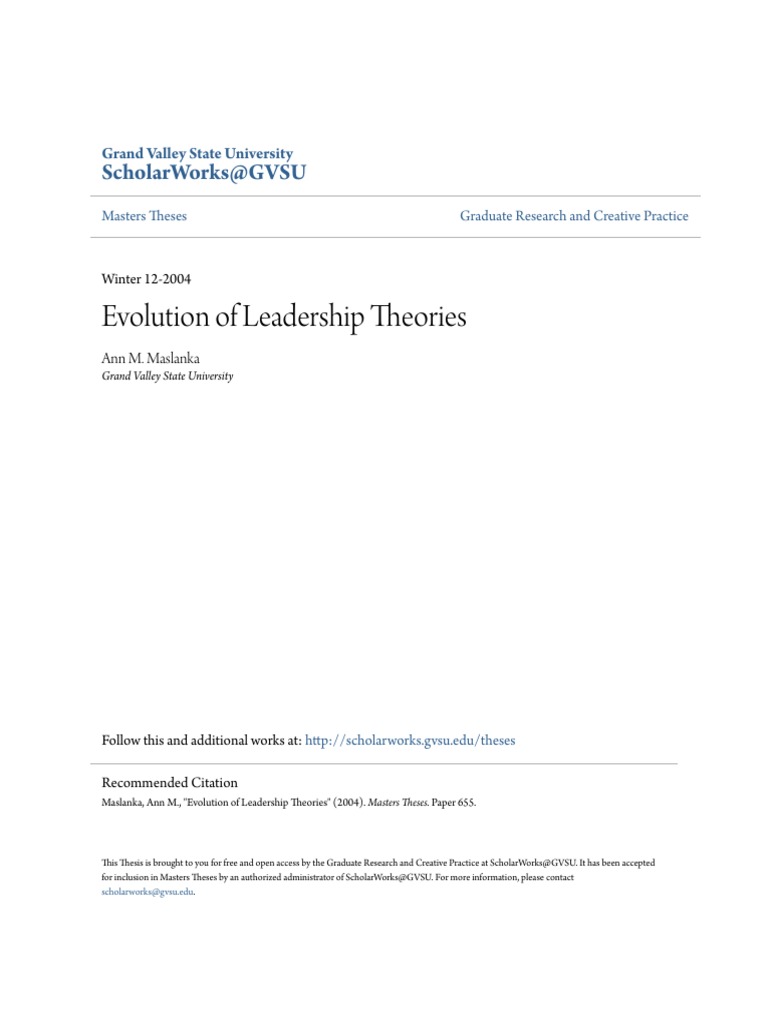 Evolution of Leadership Theories PDF | PDF | Leadership | Motivation