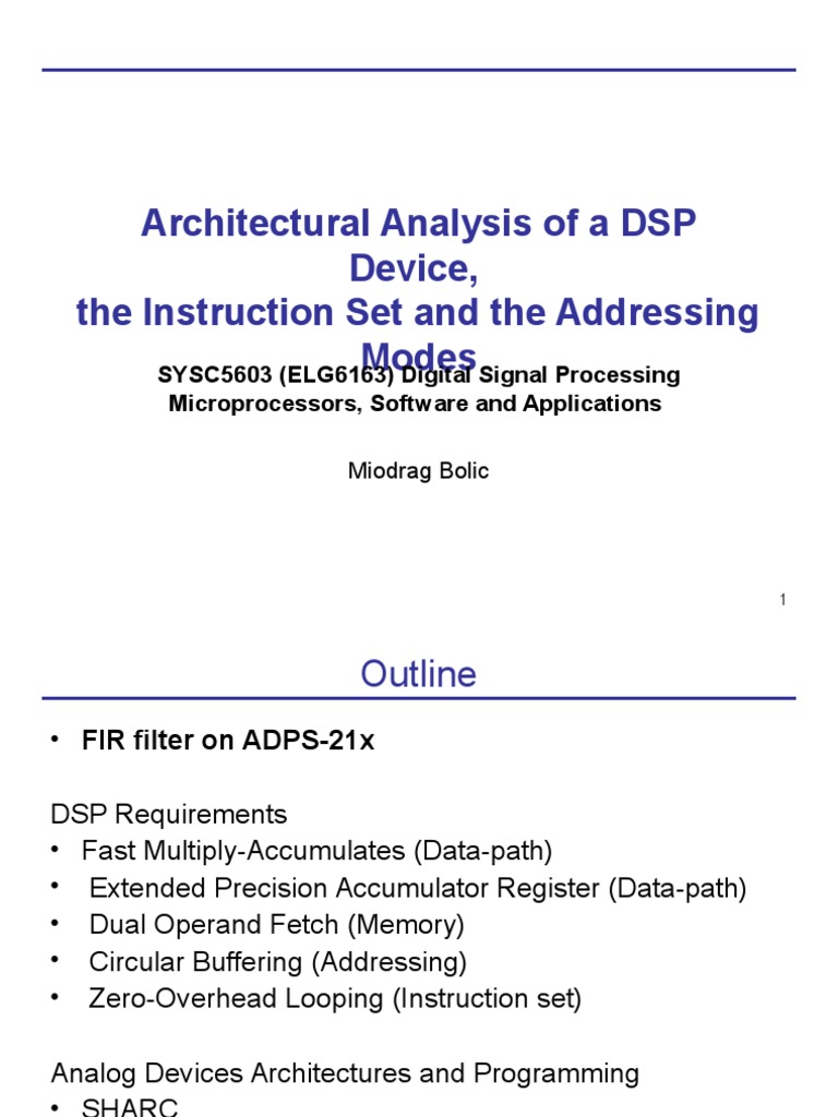 ELG6163 DSP Blackfin | PDF | Digital Signal Processor | Instruction Set