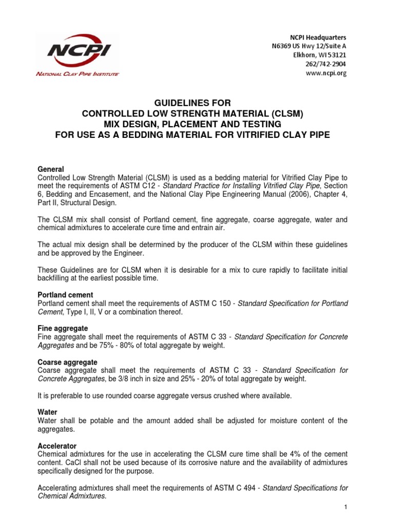 Guidelines for CLSM as Bedding | Construction Aggregate | Concrete