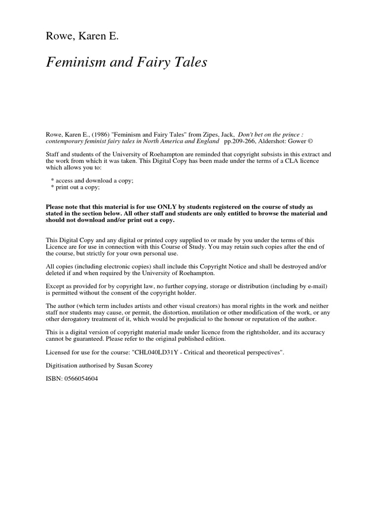 Feminism and Fairy Tales | PDF