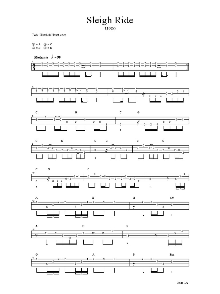 Sleigh Ride Ukulele Tabs: A Moderate Version of the Christmas Song with ...