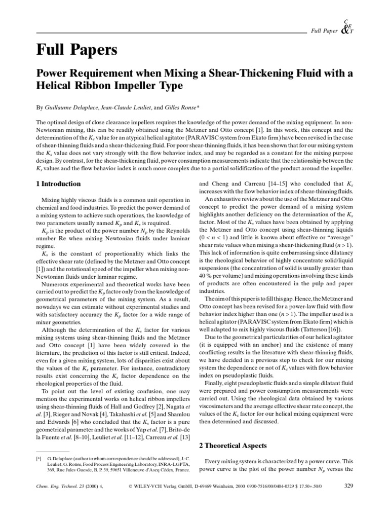 Power Requirement With HR Agitator | PDF | Reynolds Number | Rheology
