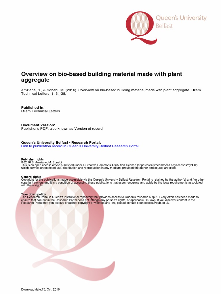 Overview On Bio Based Building | PDF | Deformation (Engineering ...