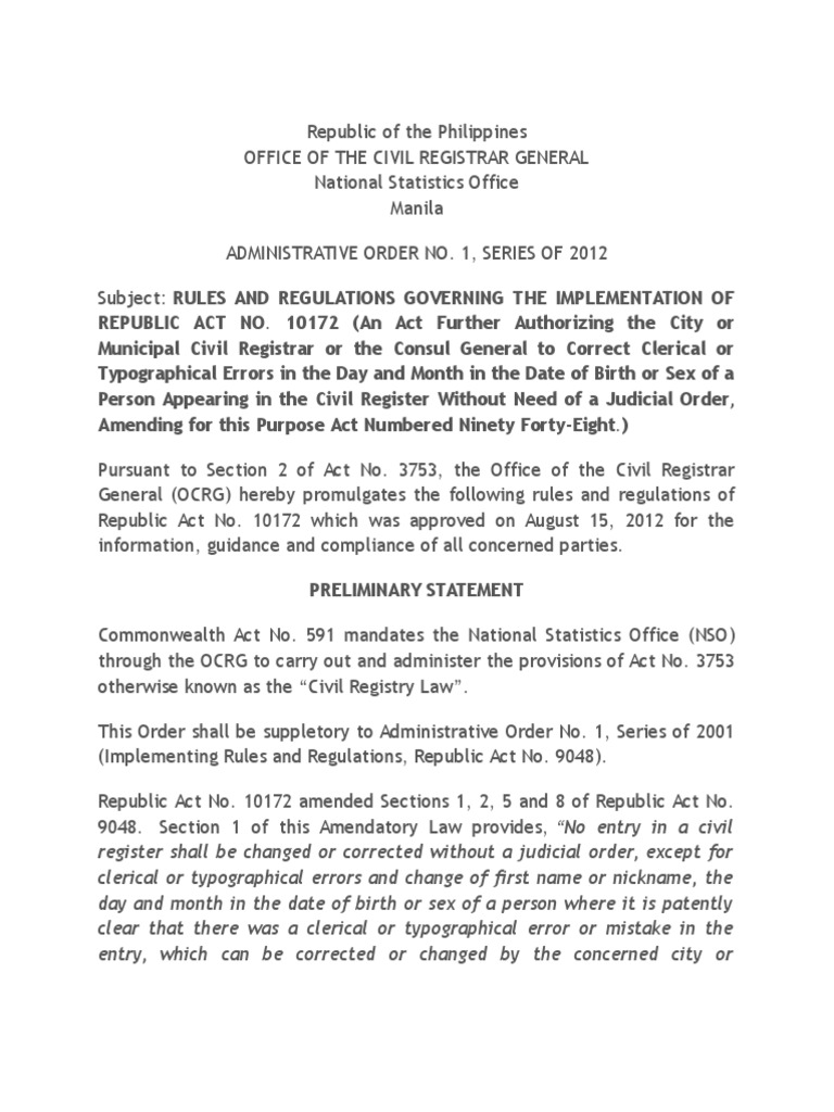 IRR of RA 10172 | PDF | Birth Certificate | Physician