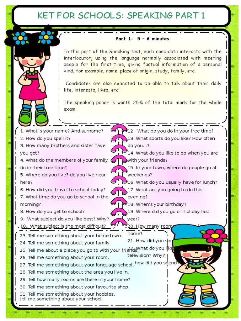 Ket For Schools: Speaking Part 1 | PDF