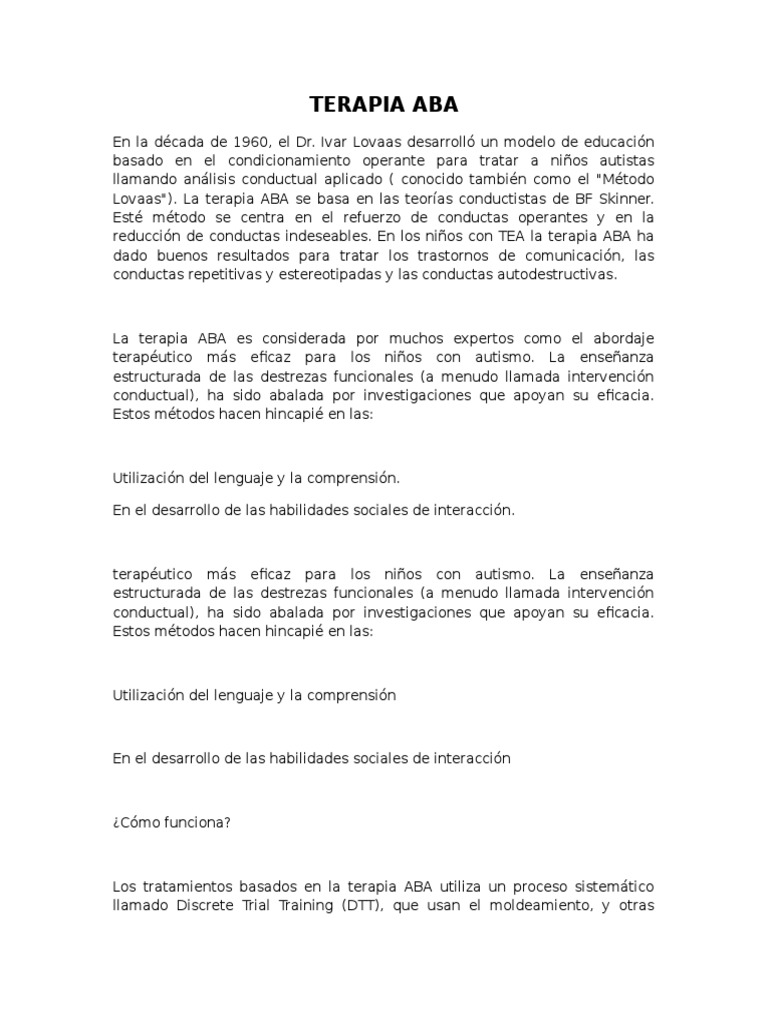 Terapia Aba | PDF | Autismo | Conceptos psicologicos