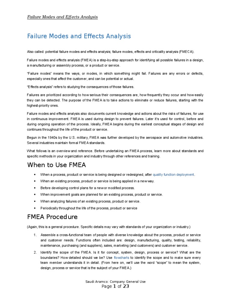 FMEA | Download Free PDF | Reliability Engineering | Risk
