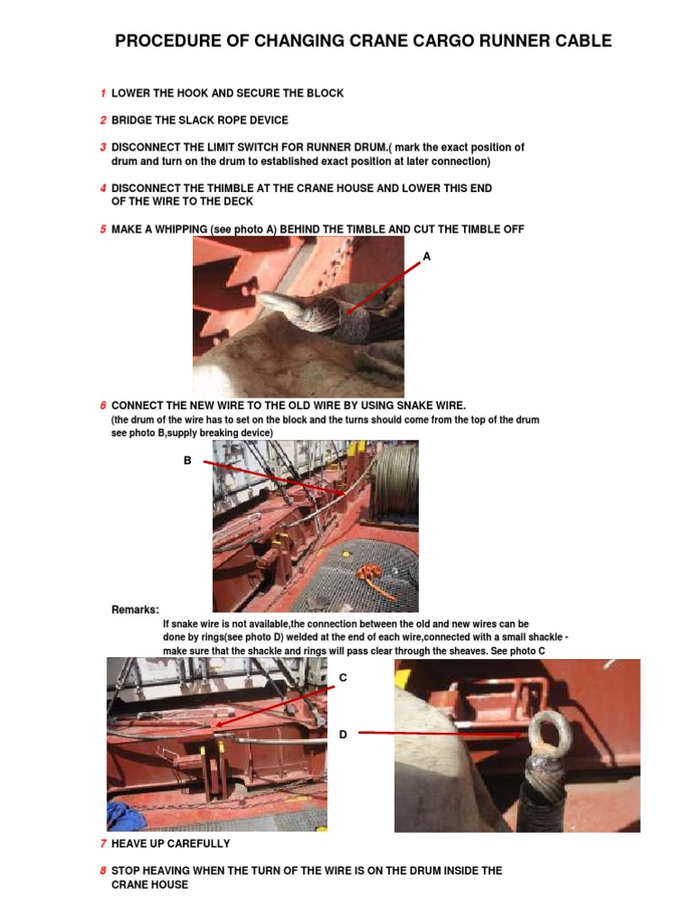 Crane Wire Changing Procedure | PDF | Crane (Machine) | Wire