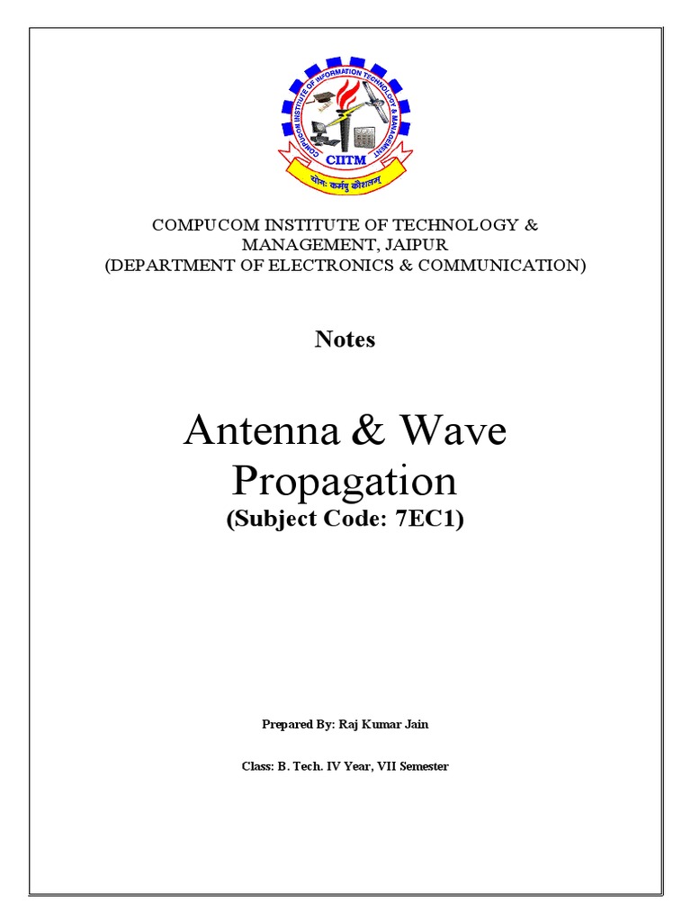 7ec1 Antenna Wave Propagation Unit 2 | PDF | Antenna (Radio ...