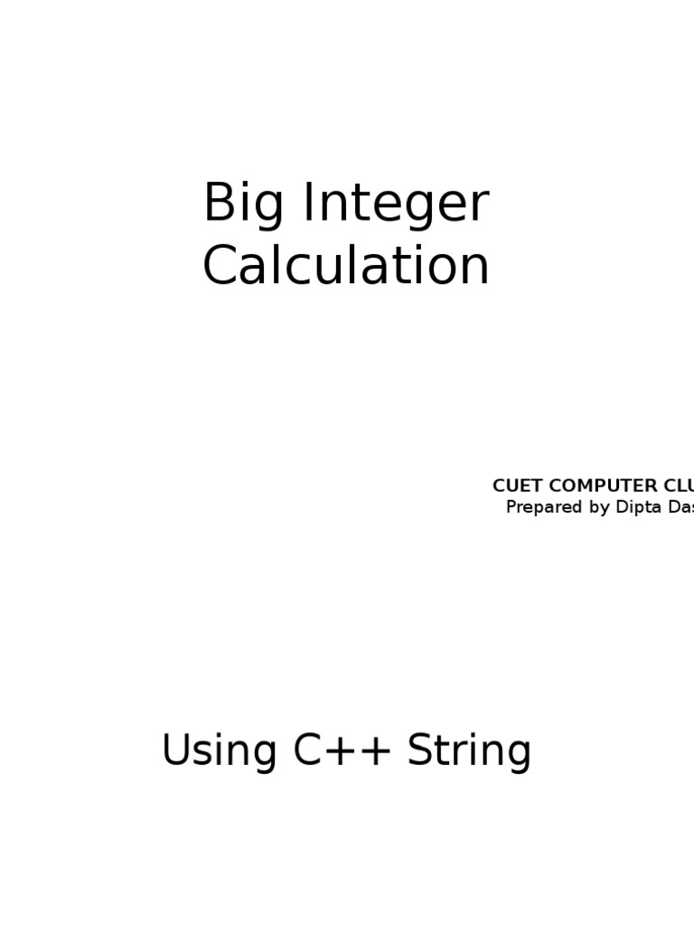 Big Integer Calculation | PDF | Applied Mathematics | Theoretical ...