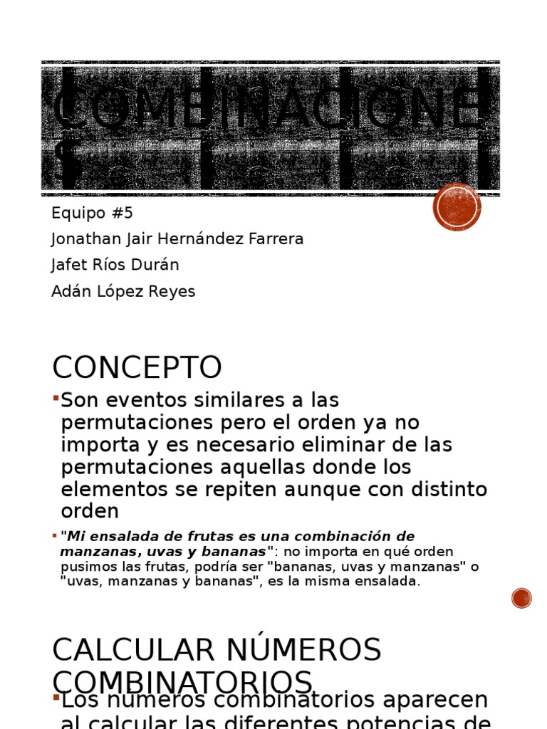 Combinaciones Formulas, Conceptos y Ejemplos | PDF | Permutación ...