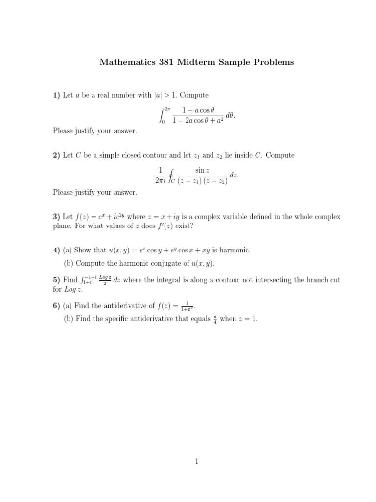 Complex Analysis Midterm Problems | PDF | Teaching Methods & Materials | Computers