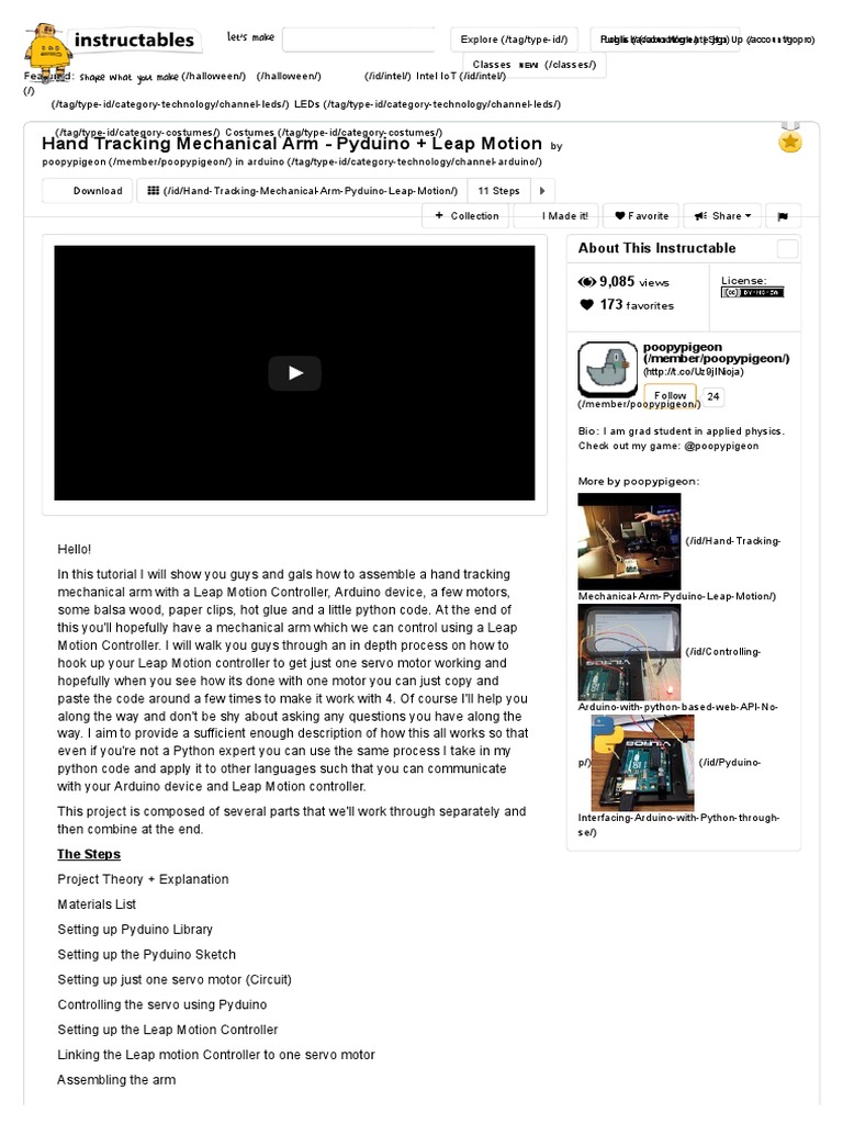 Hand Tracking Mechanical Arm - Pyduino + Leap Motion - All | PDF | Arduino | Library (Computing)