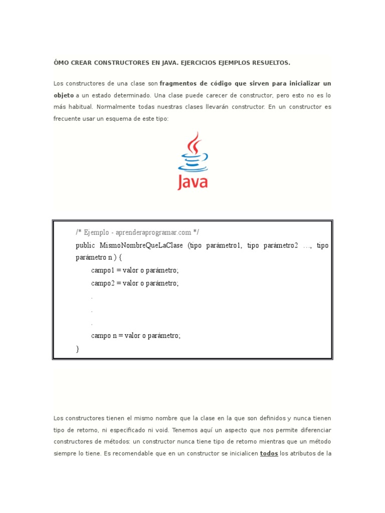Cómo Crear Constructores en Java | PDF | Informática | Tecnología