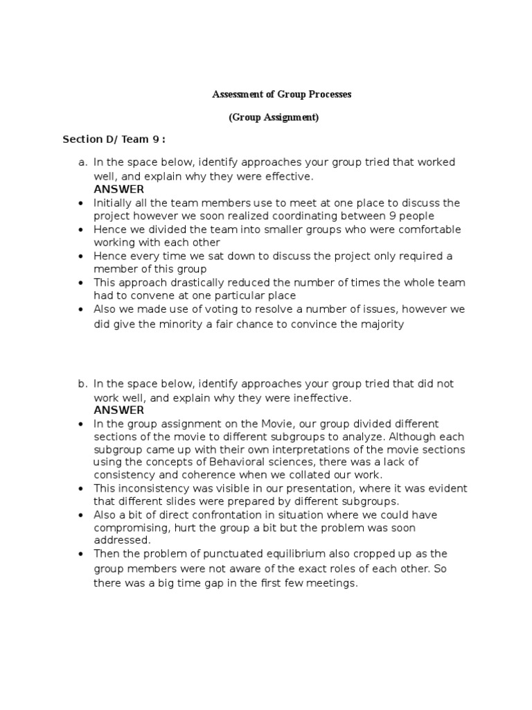 SectionD Group9 Group Assignment | PDF | Brainstorming | Action ...