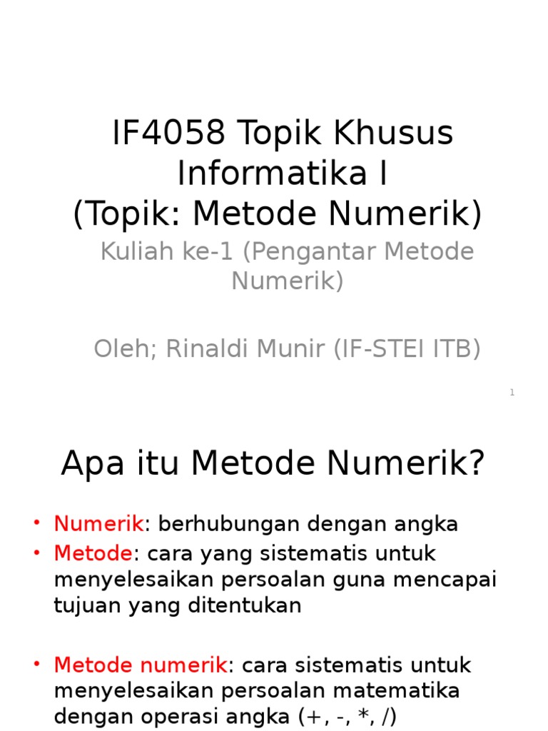 Pengantar Metode Numerik Rinaldi Munir | PDF